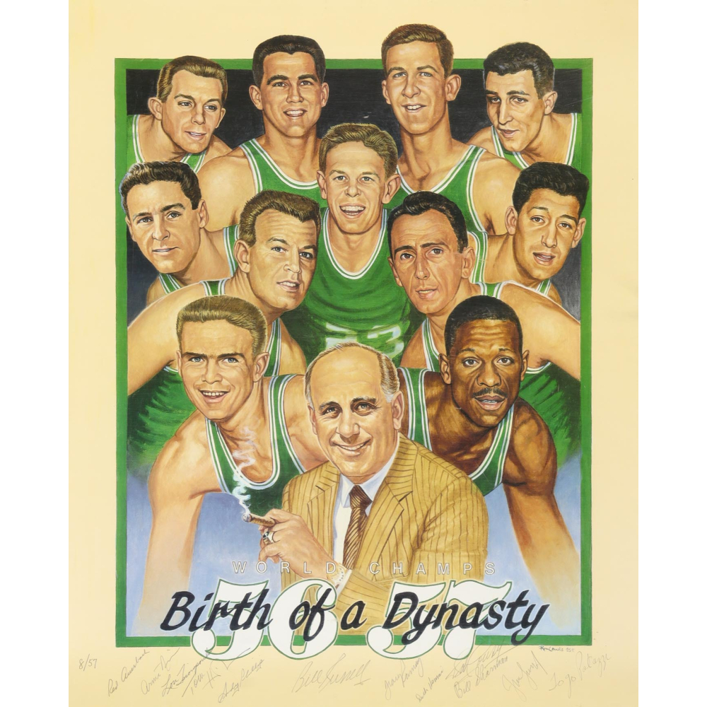 1956-57 Celtics "Birth of a Dynasty" LE 18x23 Lithograph Team-Signed by ...