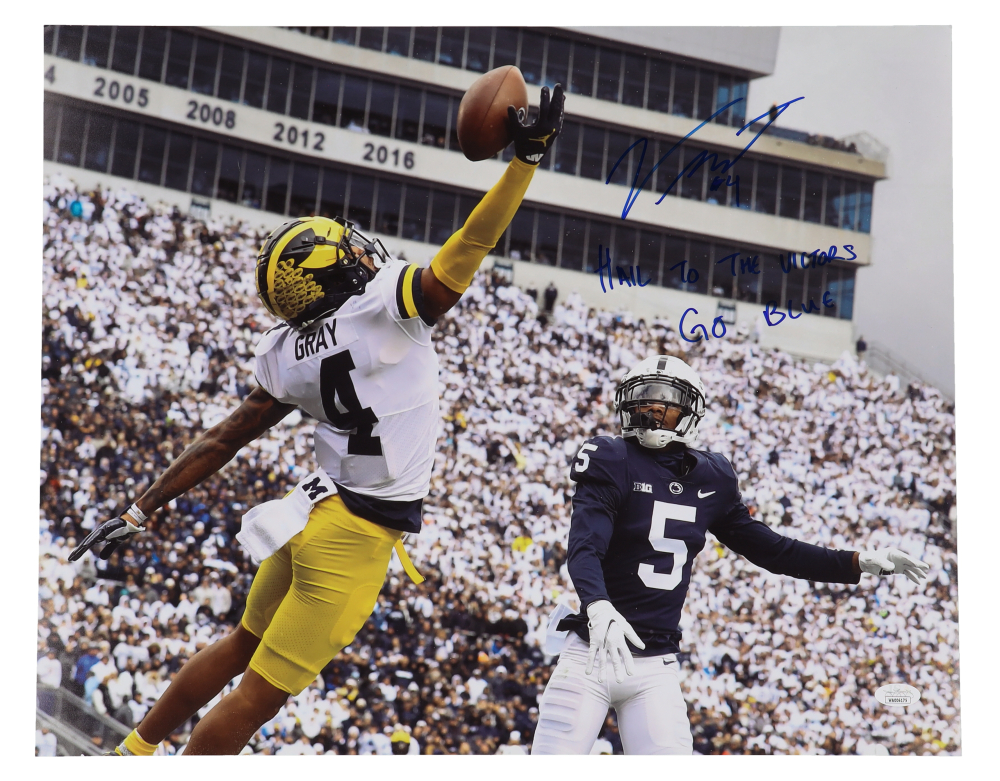 Vincent Gray Signed Michigan Wolverines 16x20 Photo Inscribed "Hail To ...