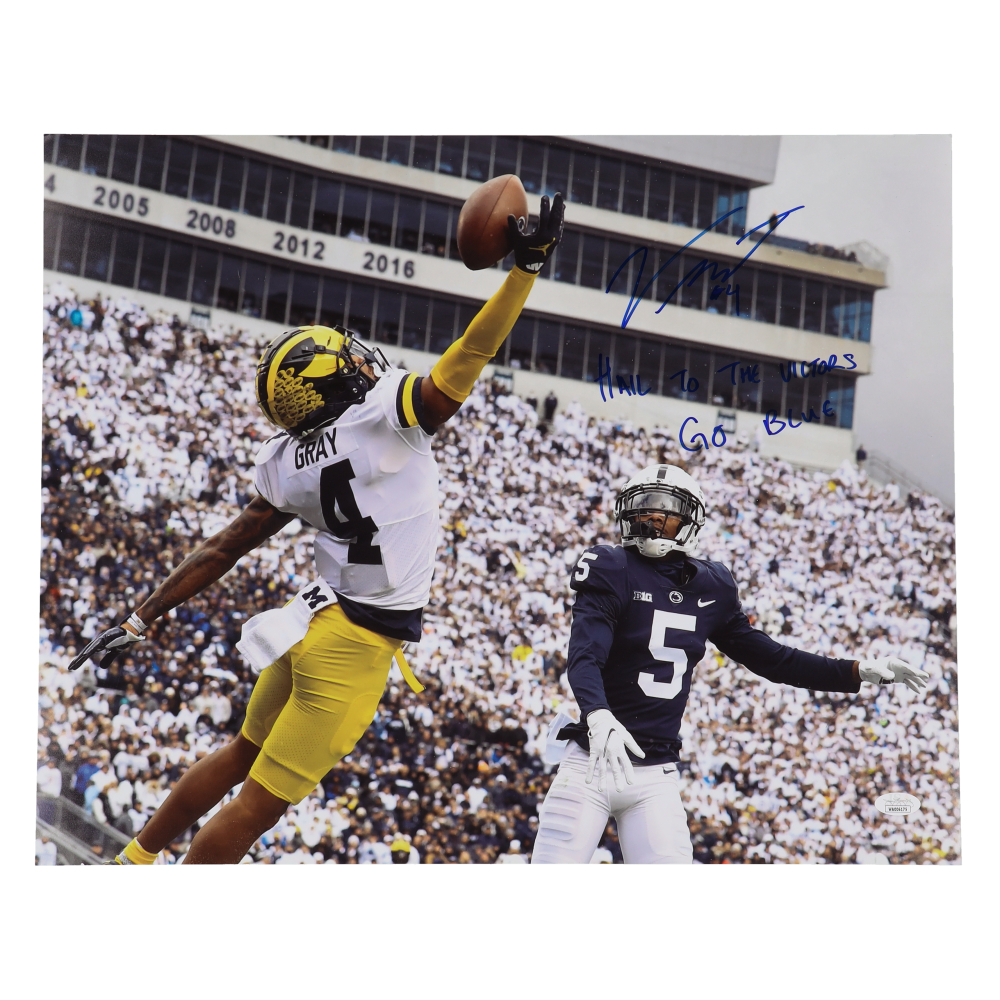 Vincent Gray Signed Michigan Wolverines 16x20 Photo Inscribed "Hail To ...