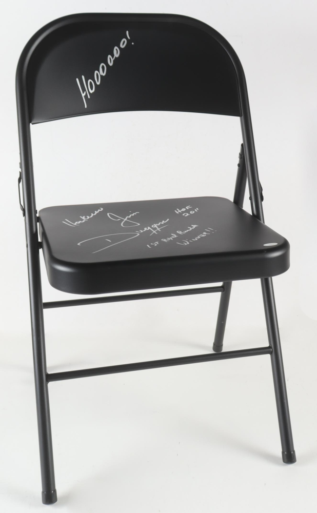 "Hacksaw" Jim Duggan Signed Metal Folding Chair Inscribed "1st Royal ...