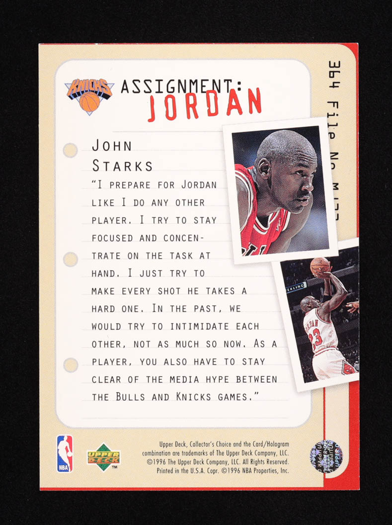John Starks / Michael Jordan 1996-97 Collector's Choice #364 AJ ...