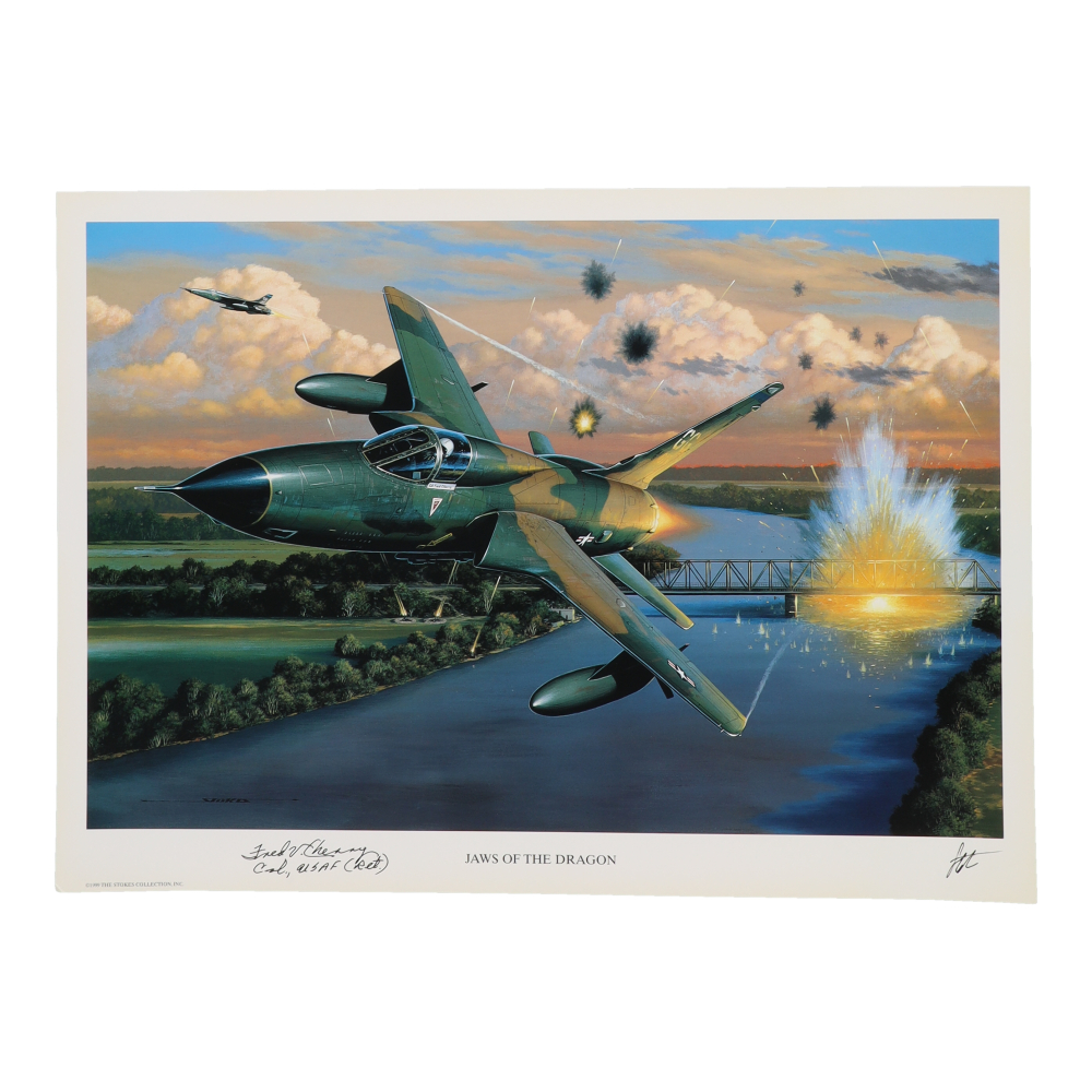 Fred Cherry Signed Stan Stokes "Jaws of the Dragon" Lithograph with ...