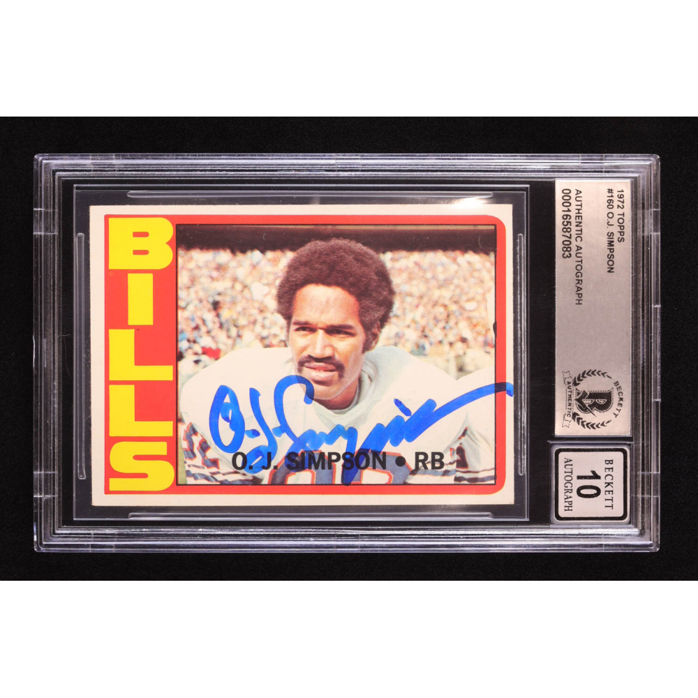 O.J. Simpson Signed 1972 Topps #160 (BGS | Autograph Graded BGS 10 ...