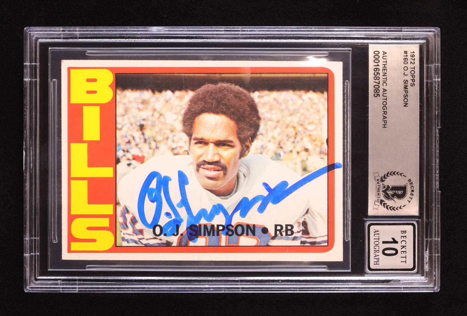 O.J. Simpson Signed 1972 Topps #160 (BGS | Autograph Graded BGS 10 ...