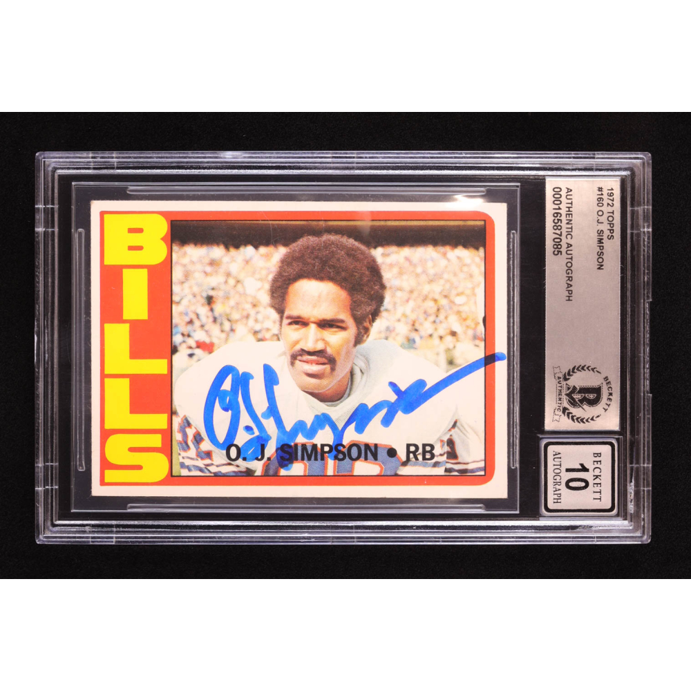 O.J. Simpson Signed 1972 Topps #160 (BGS | Autograph Graded BGS 10 ...
