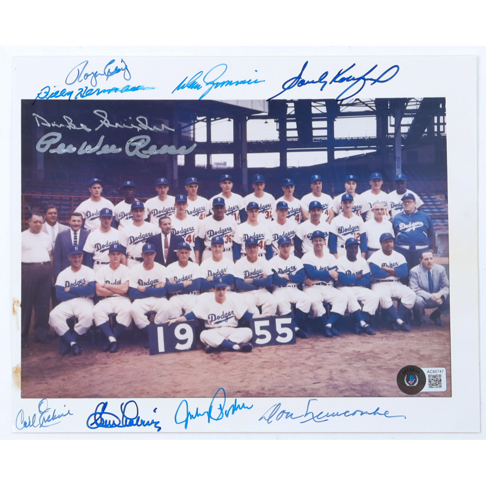 1955 Brooklyn Dodgers 8x10 Photo Signed By (11) With Sandy Koufax, Duke ...