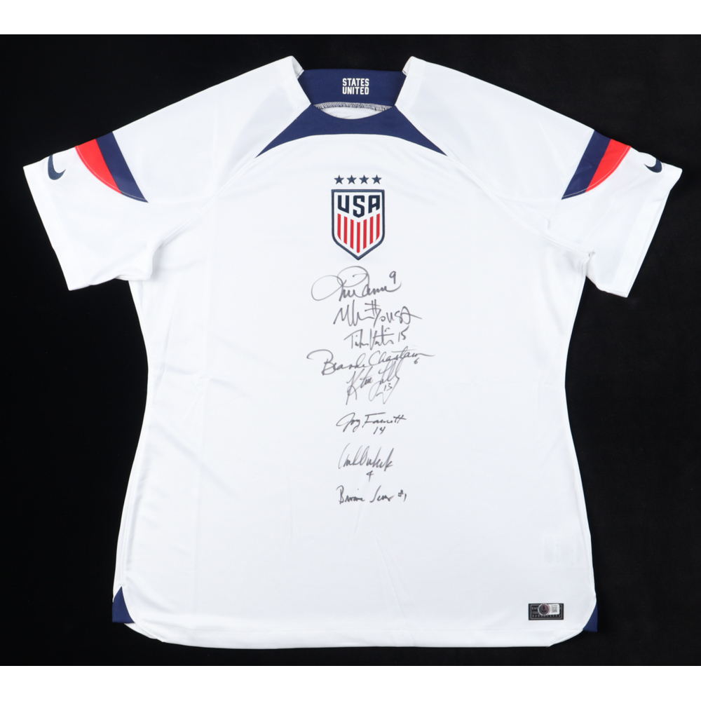 1999 USA Women's Soccer Team Jersey Signed by (8) With Mia Hamm, Brandi ...