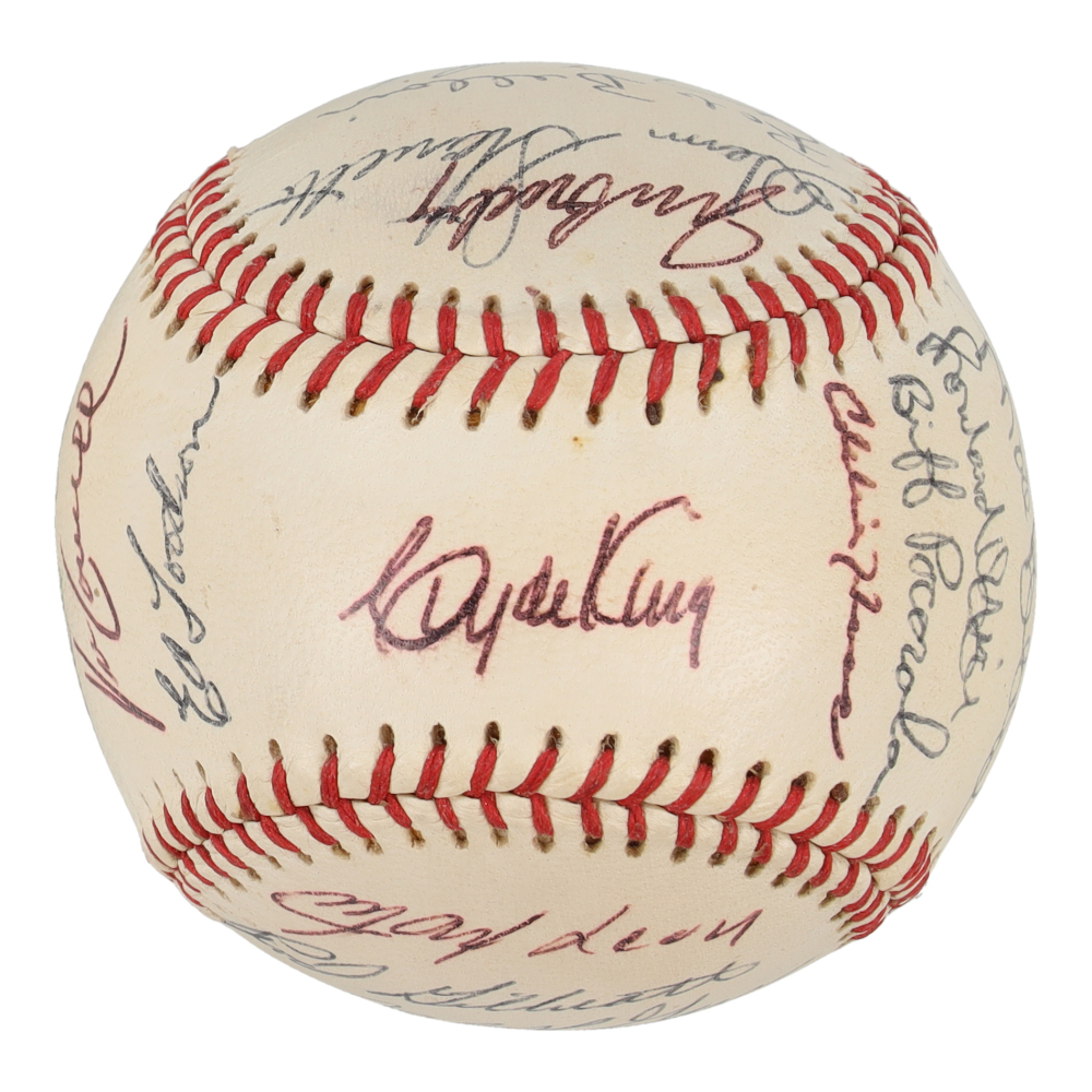 1975 Braves Logo Baseball Signed by (26) with Phil Niekro, Dusty Baker ...