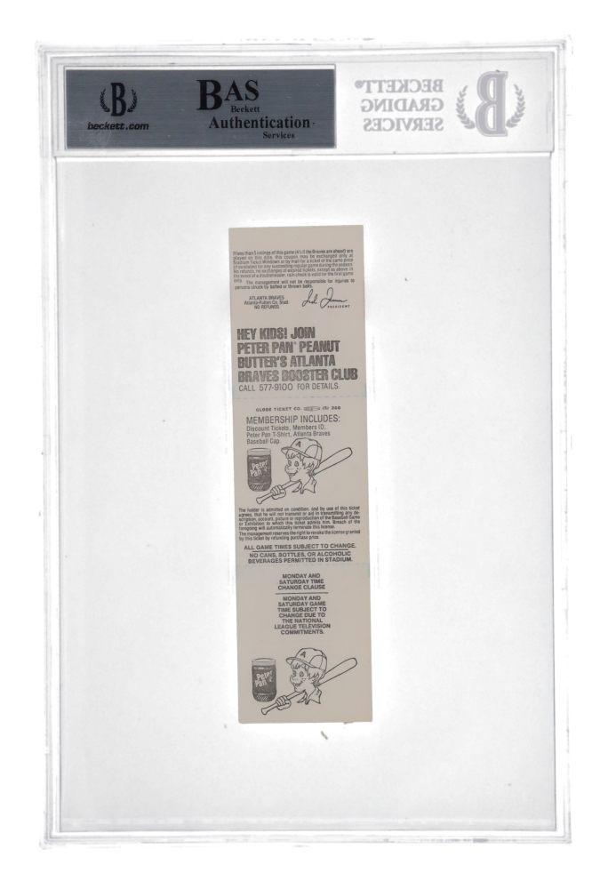 Hank Aaron Signed 1982 Braves vs. Pirates Ticket | Aaron's Last Year ...