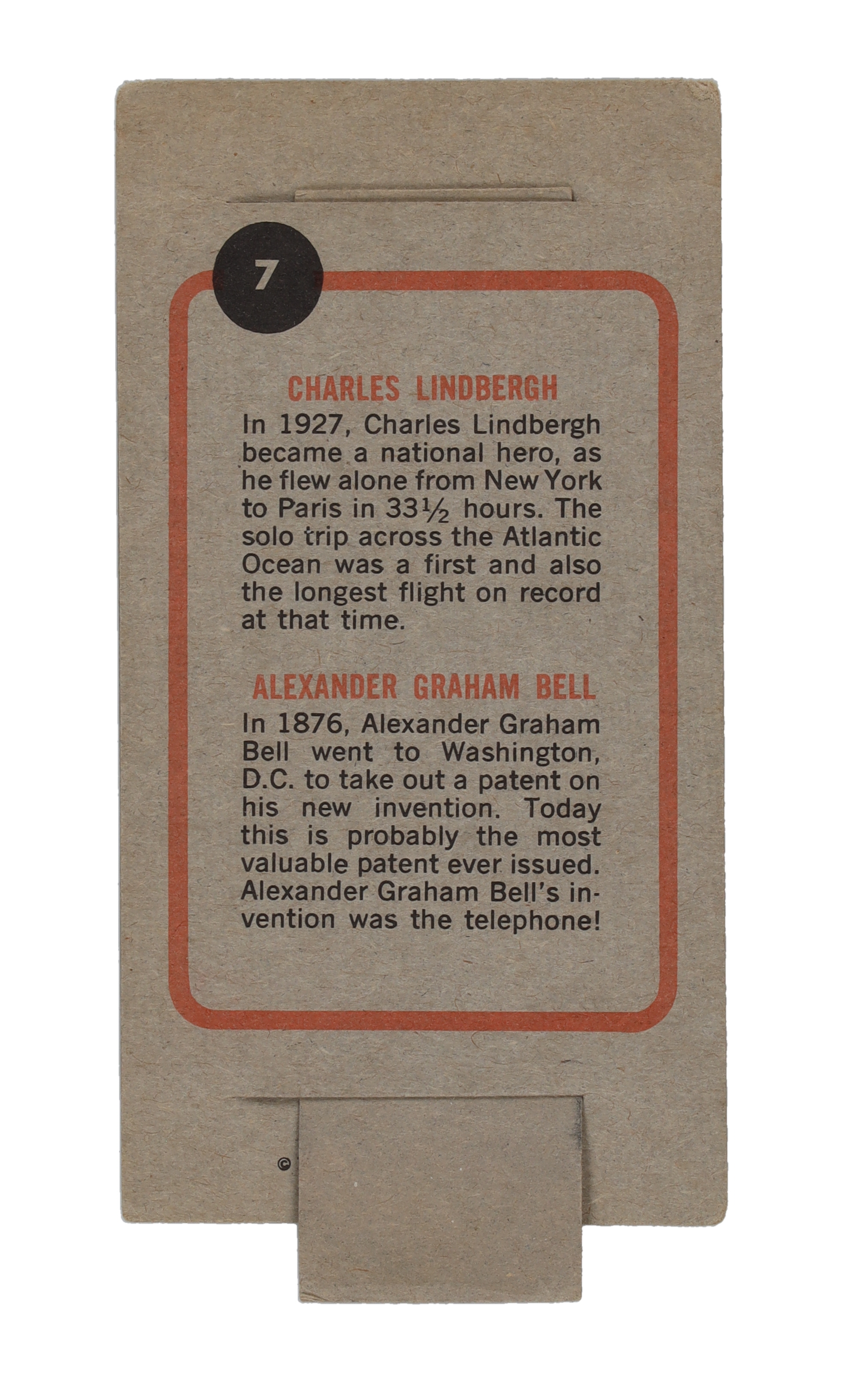Charles Lindberg / Alexander Graham Bell 1965 Topps Push Pull Card ...