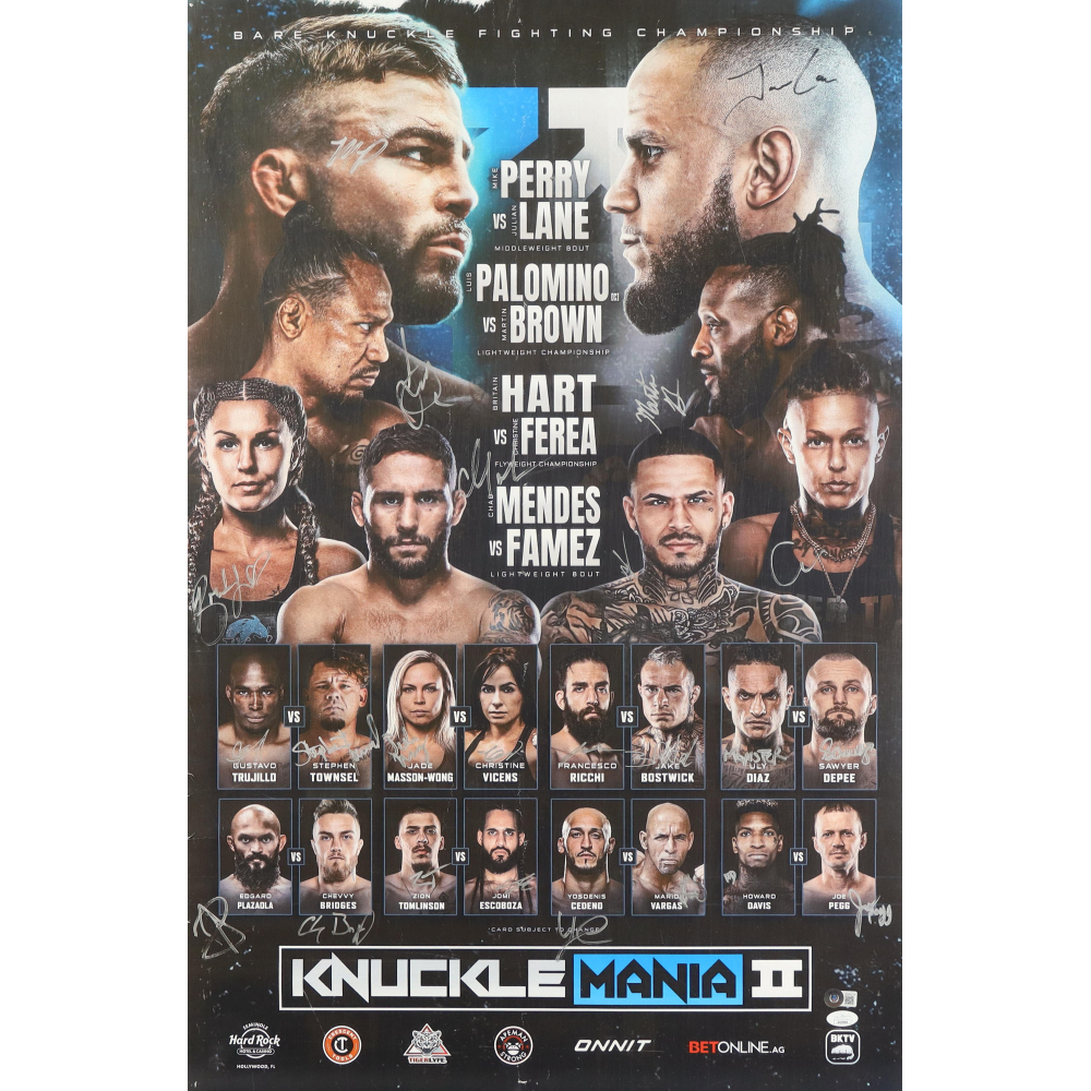 Knucklemania II 11x17 Poster Signed by (22) with Mike Perry, Julian ...