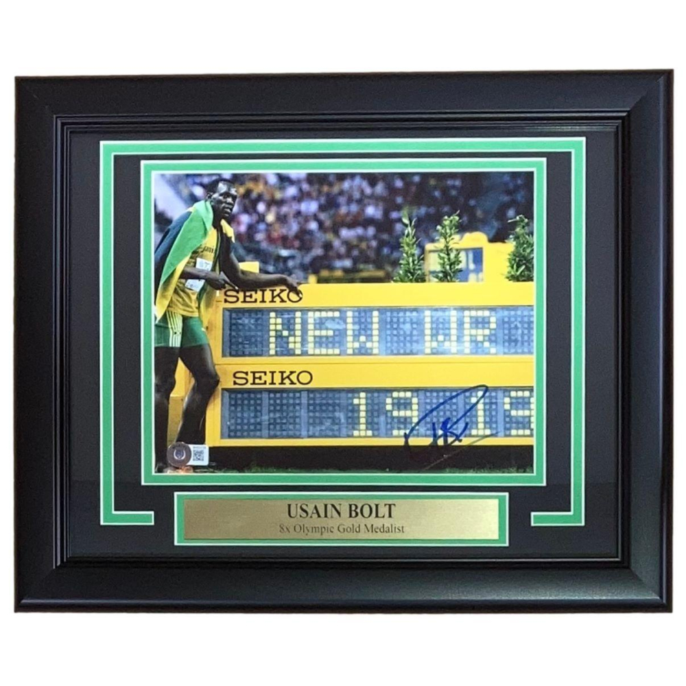 Usain Bolt Signed Team Jamaica Custom Framed Photo (Beckett) | Pristine ...