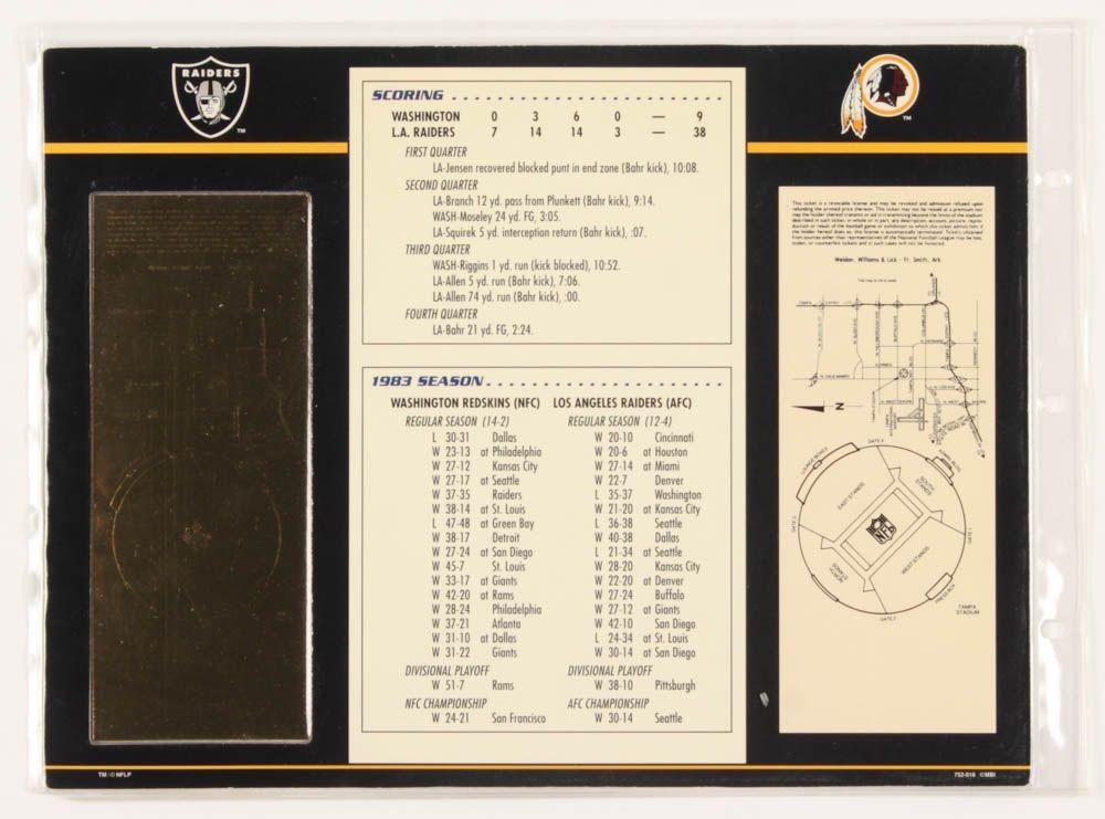 1984 Commemorative Super Bowl XVIII Card with Gold Ticket: Raiders vs Redskins | Pristine Auction