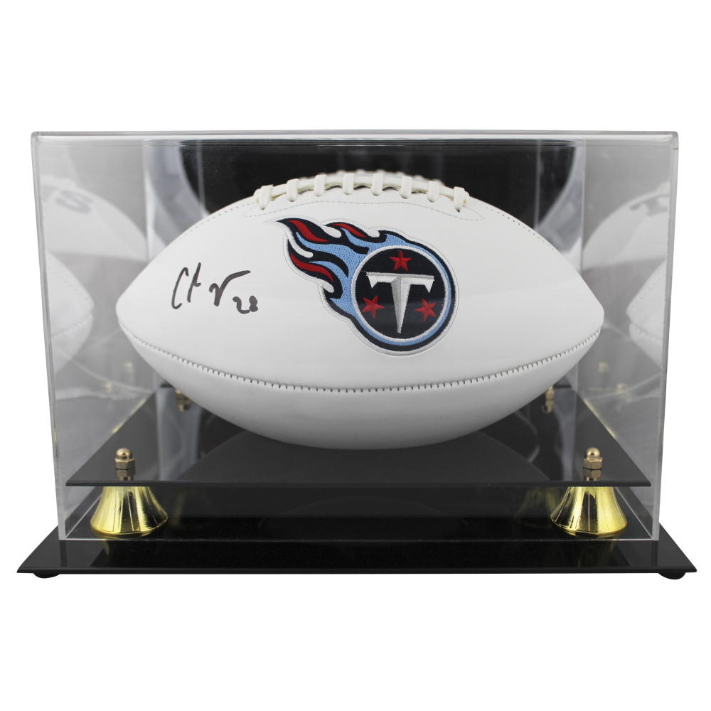 Chris Johnson Signed Titans Logo Football with Display Case (Beckett ...