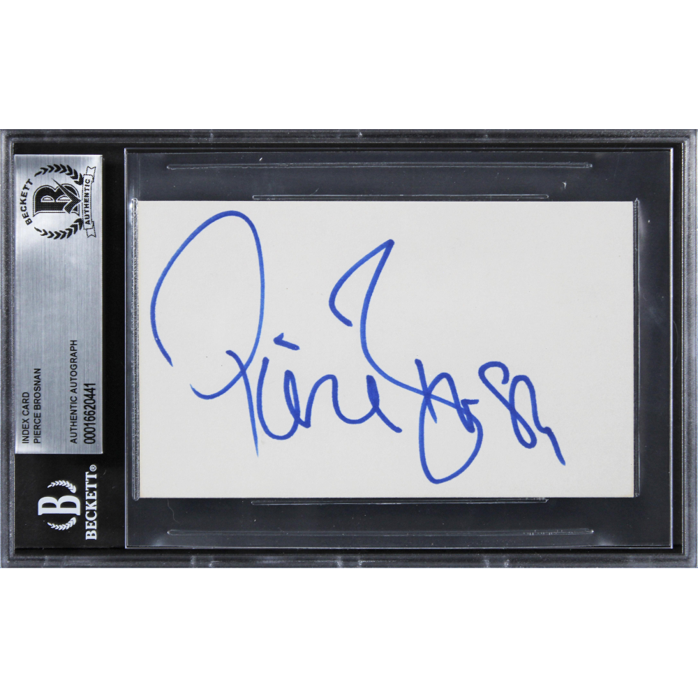 Pierce Brosnan Signed 3x5 Cut (BGS) | Pristine Auction
