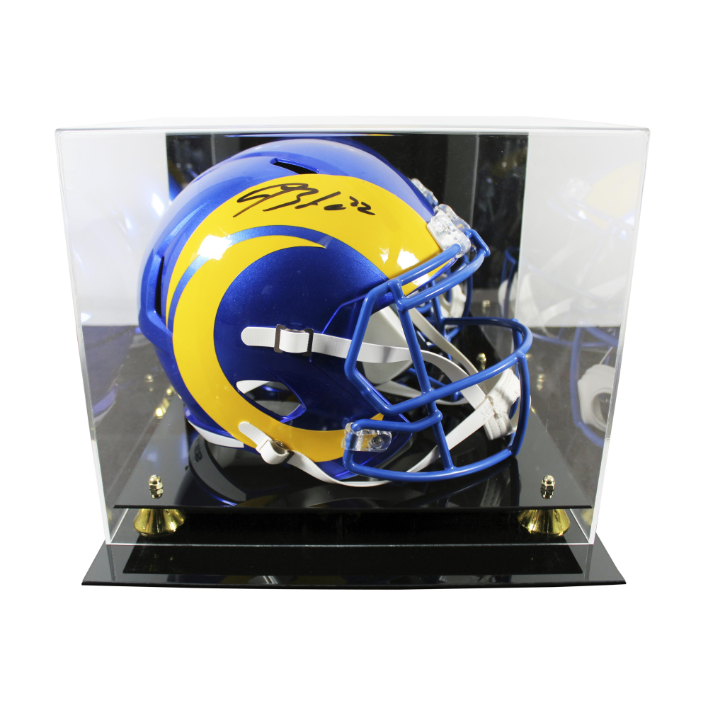 Blake Corum Signed Rams Full-Size Speed Helmet with Display Case ...