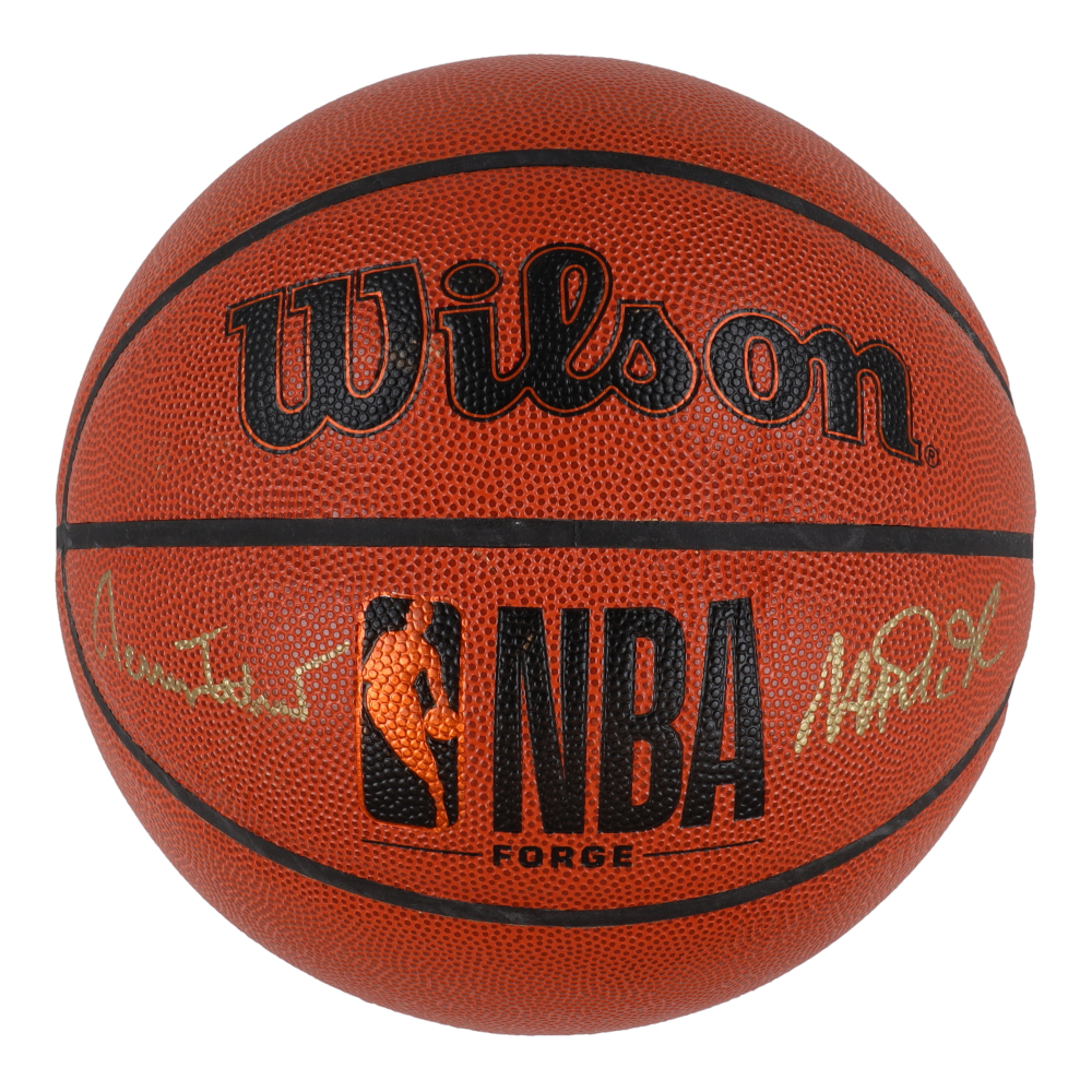Jerry West & Magic Johnson Signed NBA Basketball (Beckett) | Pristine ...