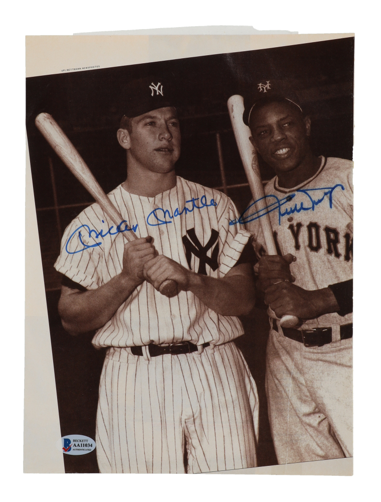 Mickey Mantle & Willie Mays Signed Yankees 8x10 Magazine Photo (Beckett ...