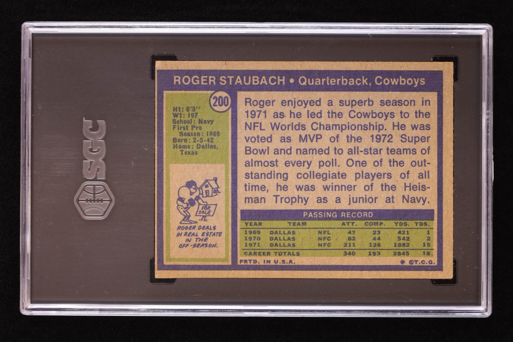 Roger Staubach 1972 Topps #200 RC (SGC Authentic) | Pristine Auction