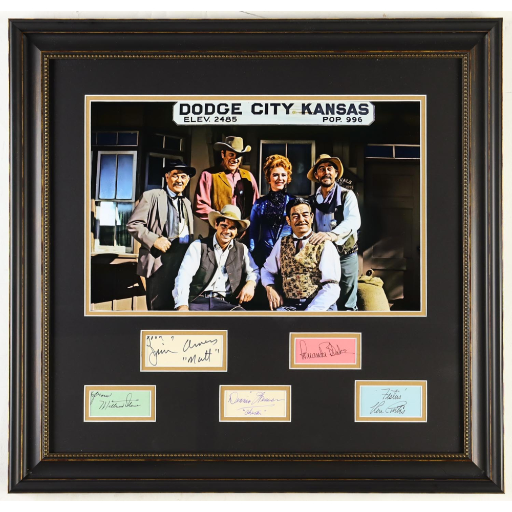 "Gunsmoke" Custom Framed (5) Cut Display Signed by Ken Curtis, Amanda ...