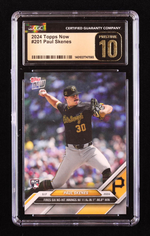 Paul Skenes 2024 Topps Now #201 RC (CGC 10 | Pristine Black Label) | Pristine Auction