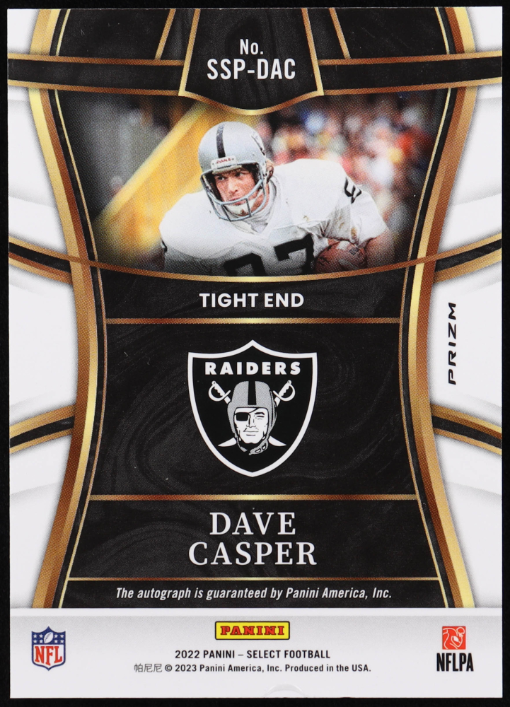 Dave Casper 2022 Select Select Signatures Prizm #22 | Pristine Auction