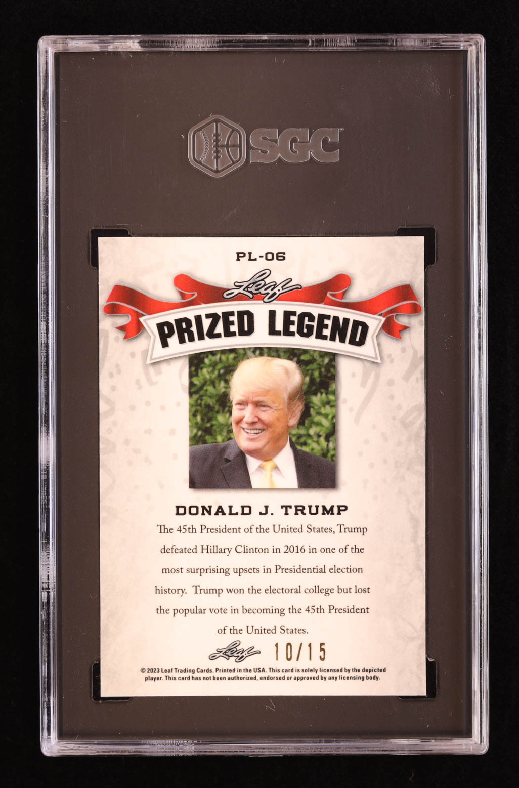 Donald J. Trump 2023 Leaf Metal Special Release Prized Legend Mojo ...