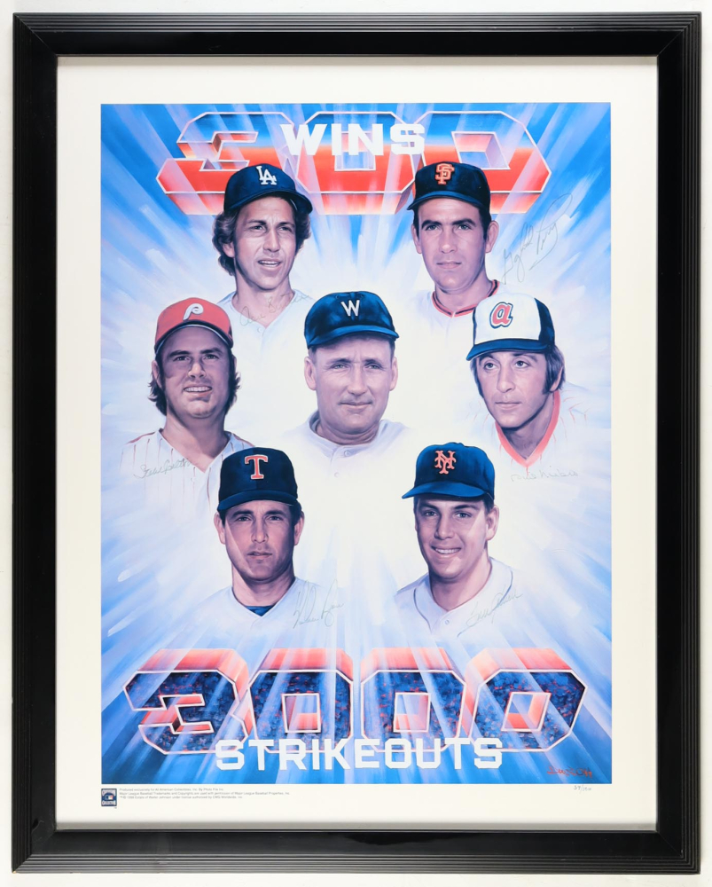 300 Wins / 3000 Strikeout Pitchers LE Custom Framed Lithograph Signed ...