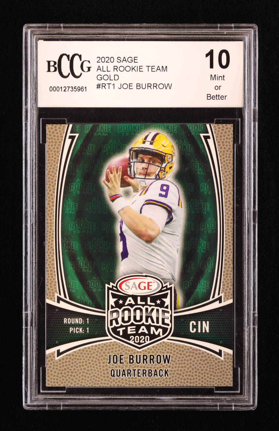 Joe Burrow 2020 SAGE All Rookie Team Gold #RT1 RC (BCCG 10) | Pristine ...