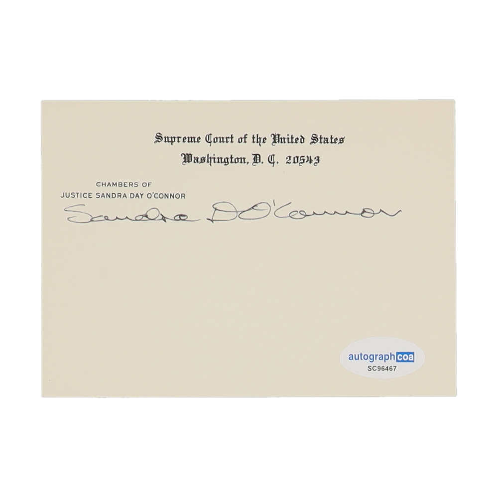 Sandra Day O'Connor Signed Index Card (AutographCOA) | Pristine Auction