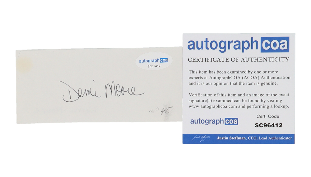 Demi Moore Signed 2x4.5 Cut (AutographCOA) | Pristine Auction