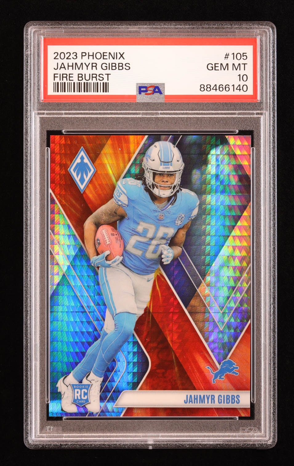 Jahmyr Gibbs 2023 Panini Phoenix Fire Burst #105 RC #295/340 (PSA 10 ...