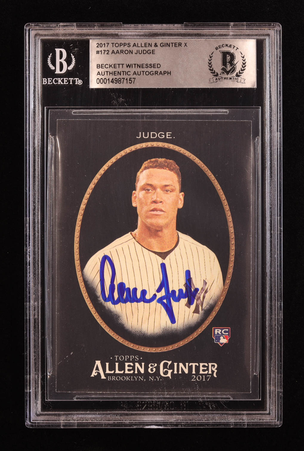 Aaron Judge Signed 2017 Topps Allen and Ginter X #172 RC (BGS ...