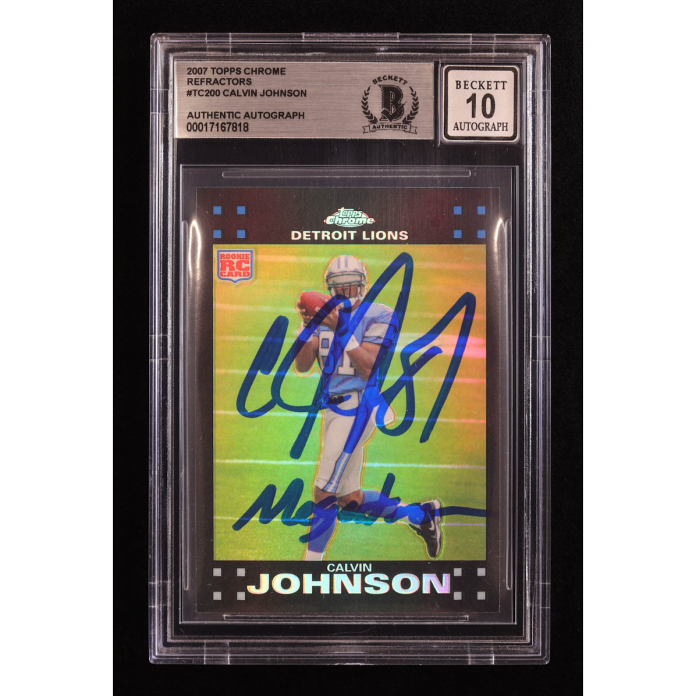 Calvin Johnson Signed 2007 Topps Chrome Refractors #TC200 RC Inscribed ...
