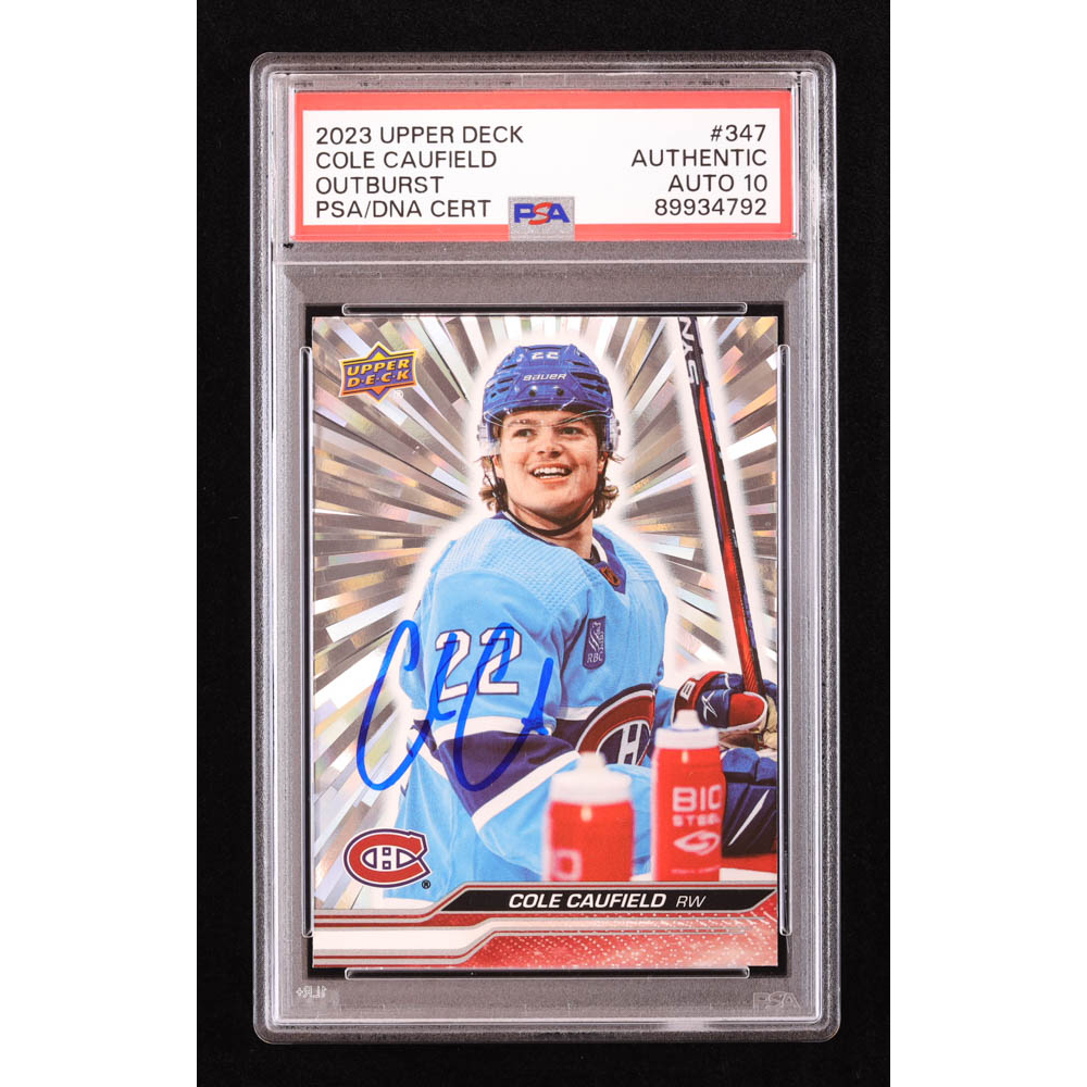 Cole Caufield Signed 2023-24 Upper Deck Outburst Silver #347 (PSA ...
