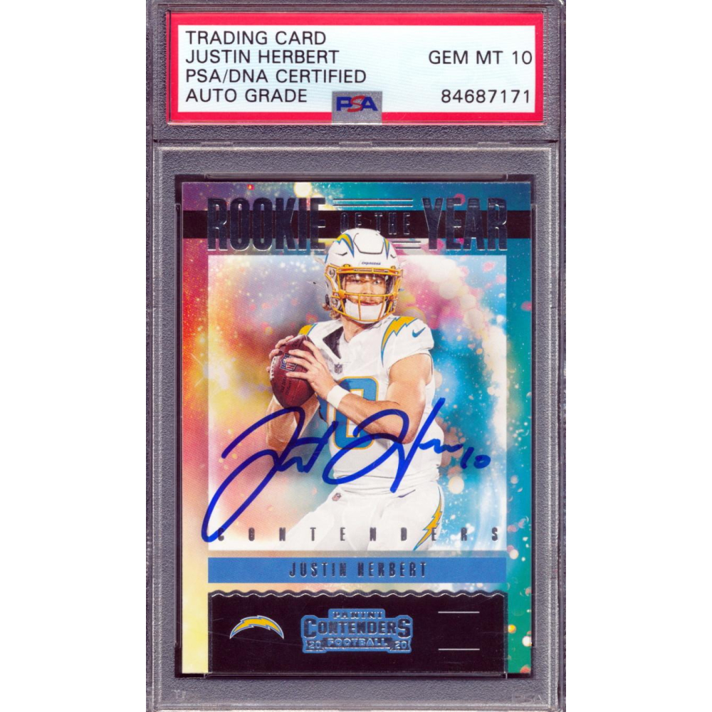 Justin Herbert Signed 2020 Panini Contenders Rookie of the Year ...