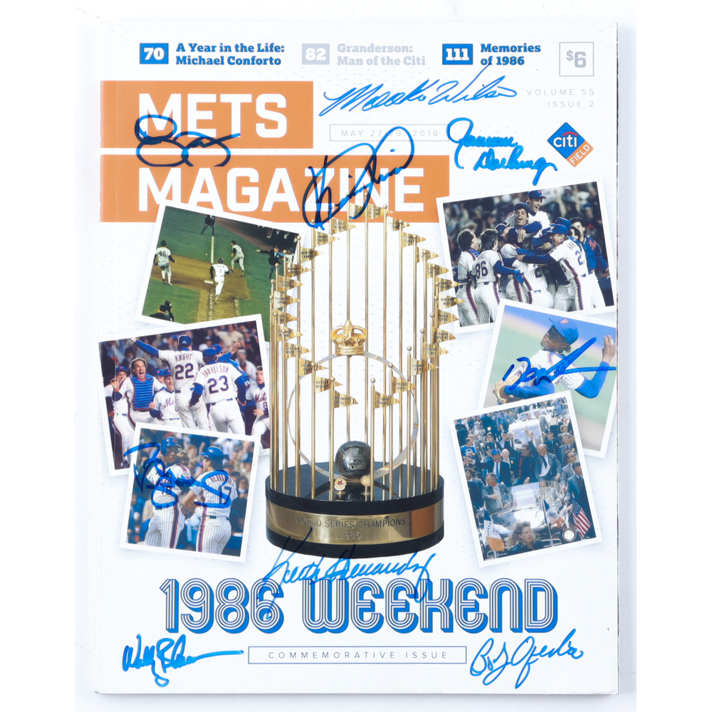 1986 Mets Magazine Signed By (9) With Darryl Strawberry, Keith ...
