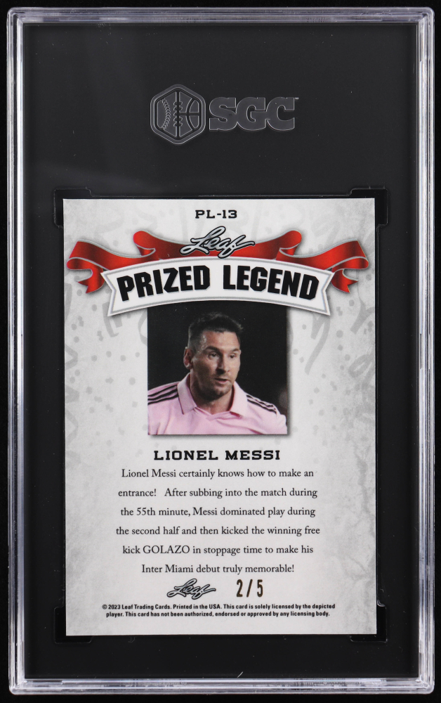 Lionel Messi 2023 Leaf Special Release Prized Legend Mojo Green #PL13 ...