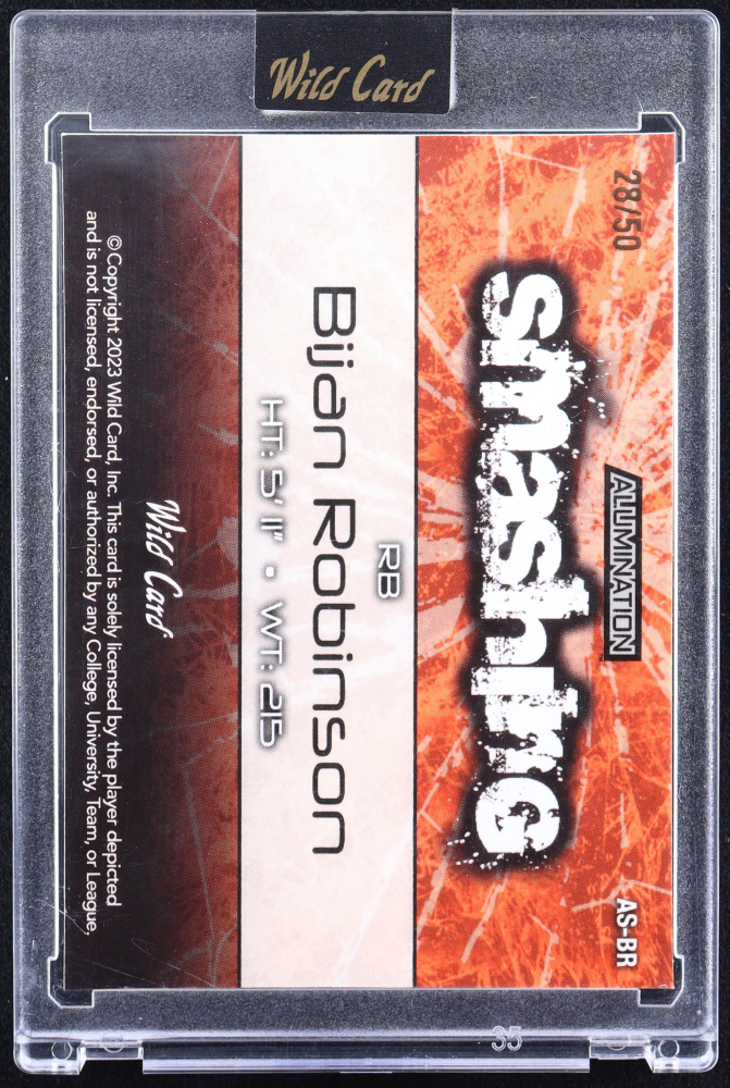 Bijan Robinson 2023 Wild Card Alumination Smashing Orange Wave #ASBR RC ...