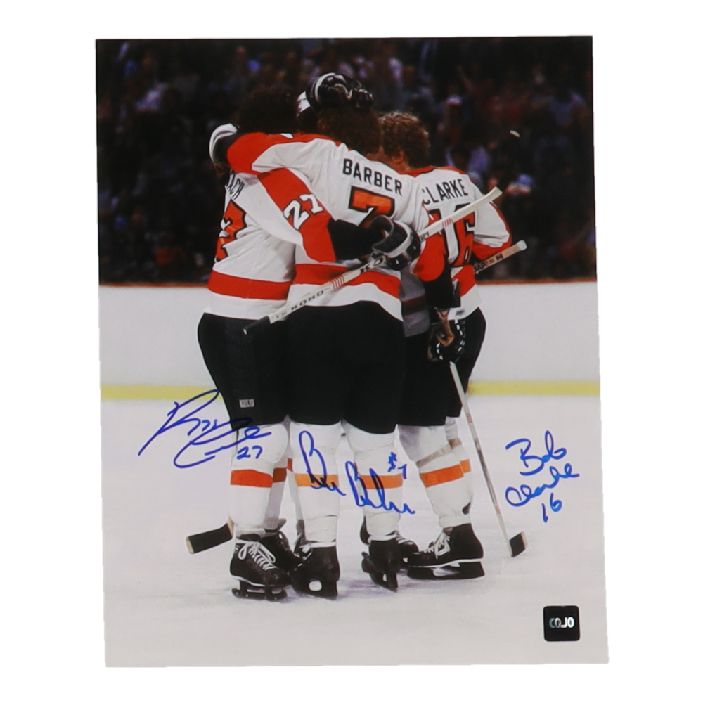 Reggie Leach, Bobby Clarke & Bill Barber Signed "LCB Line" Flyers 8x10 ...