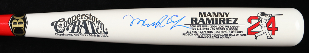 Manny Ramirez Signed Cooperstown Career Stat Commemorative Baseball Bat ...