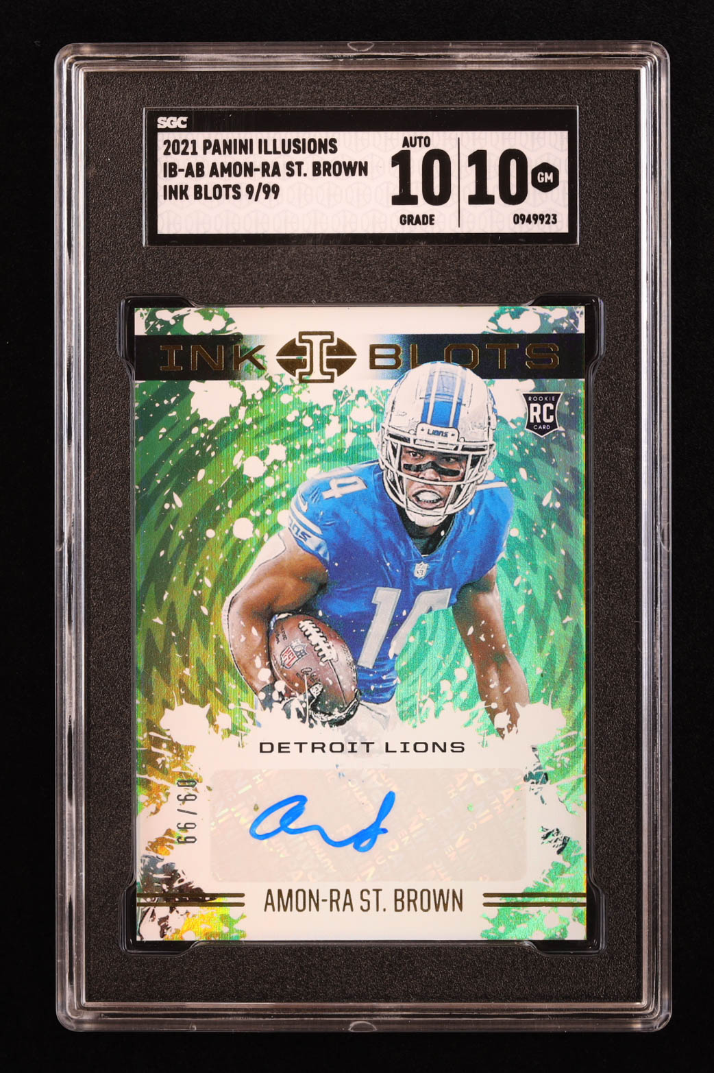 Amon-Ra St. Brown 2021 Panini Illusions Ink Blots #26 #09/99 RC (SGC 10 ...