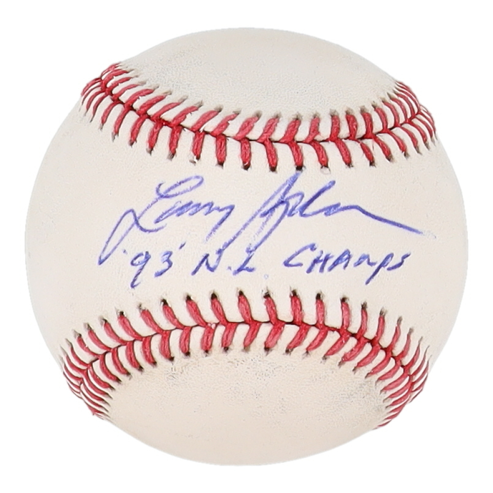 Larry Andersen Signed OML Game-Used Baseball Inscribed "93 N.L. Champs ...