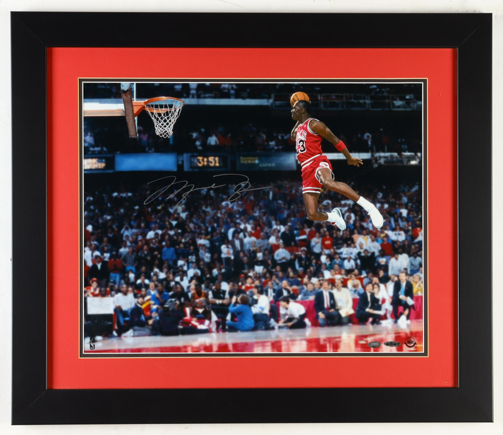 Michael Jordan Signed 1988 All-Star Game Free Throw Dunk Custom Framed ...
