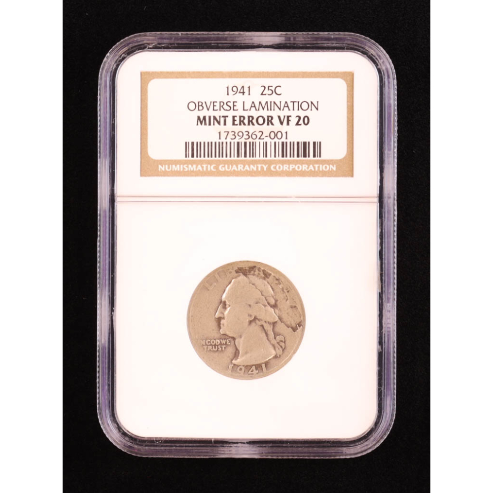 1941 Washington Silver Quarter - Mint Error: Obverse Lamination (NGC ...