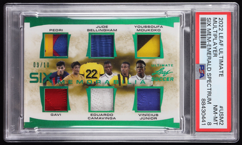 2022 Leaf Ultimate Six Memorabilia Emerald Spectrum #USM2 Pedri / Jude ...