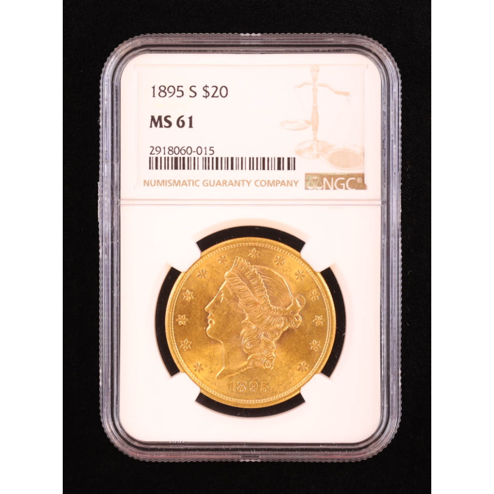 1895-S $20 Liberty Head Gold Double Eagle Coin (NGC MS61) | Pristine Auction