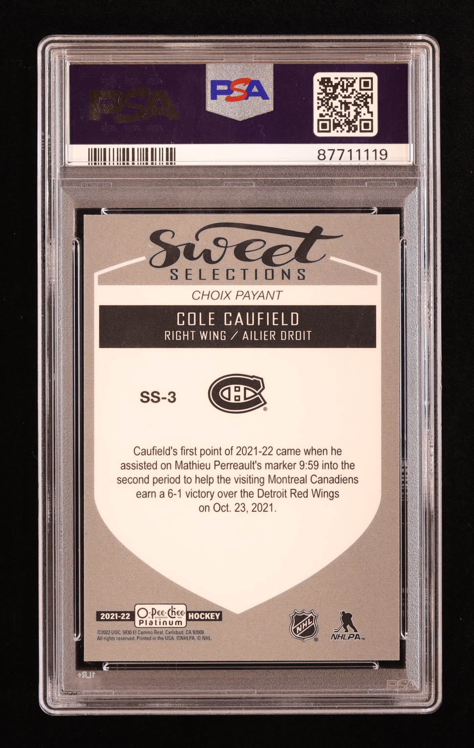 Cole Caufield Signed 2021-22 O-Pee-Chee Platinum Sweet Selections #SS3 ...