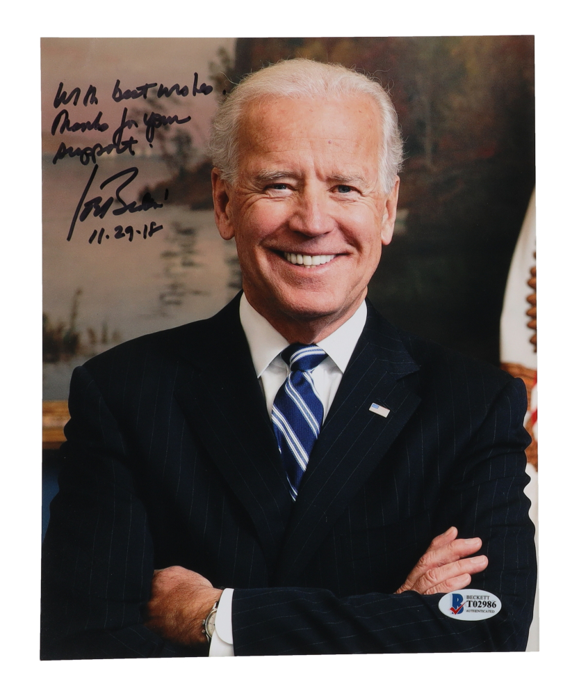 Joe Biden Signed 8x10 Photo Inscribed "With best wishes, thank you for ...