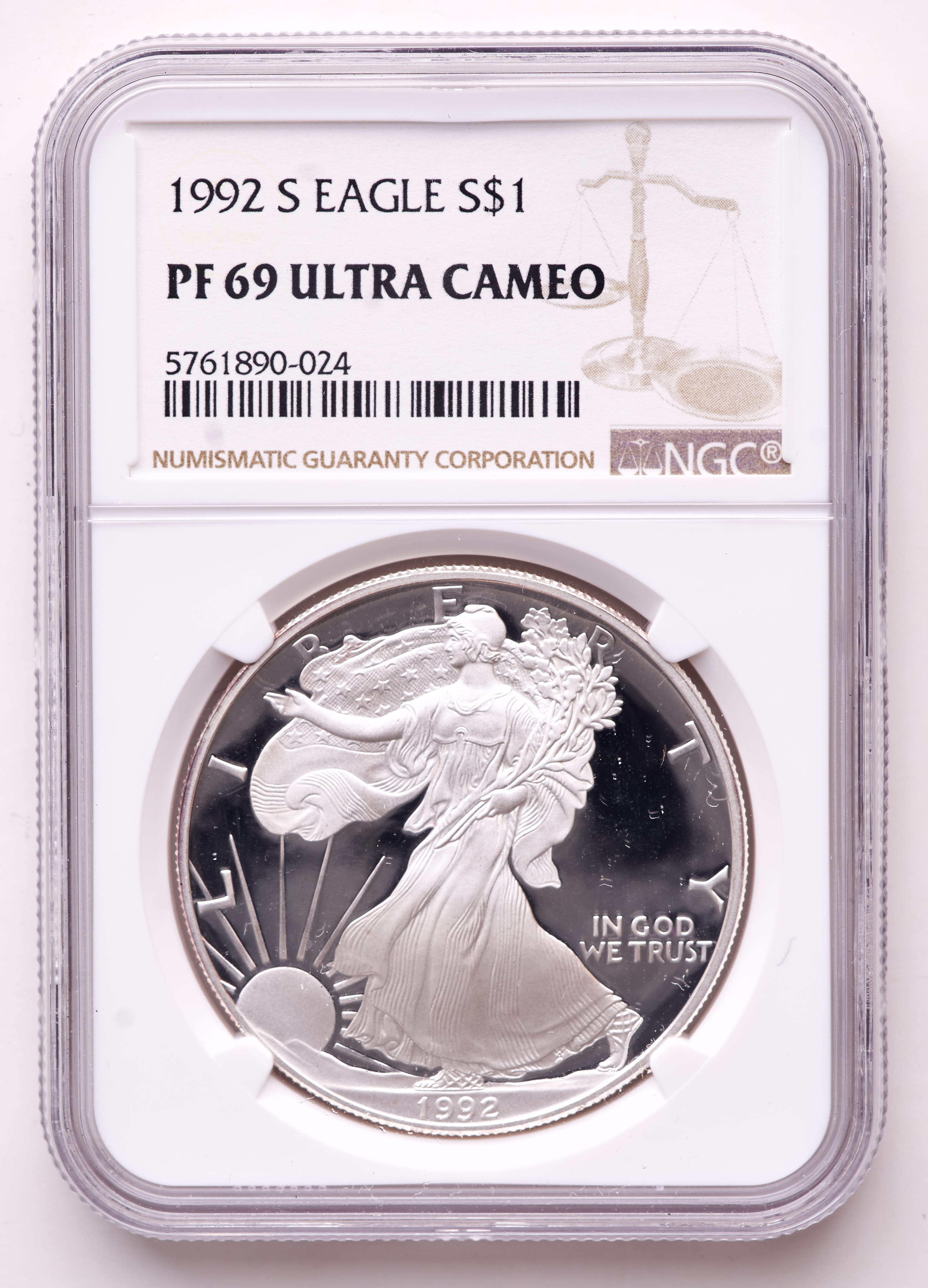 1992-S American Silver Eagle 1oz .999 Fine Silver $1 Coin (NGC Proof 69 Ultra Cameo) | Pristine ...